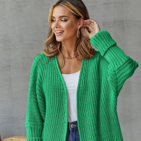 ninexis | Sweaters | Solid Color Pocket Midlength Knitted Cardigan ...